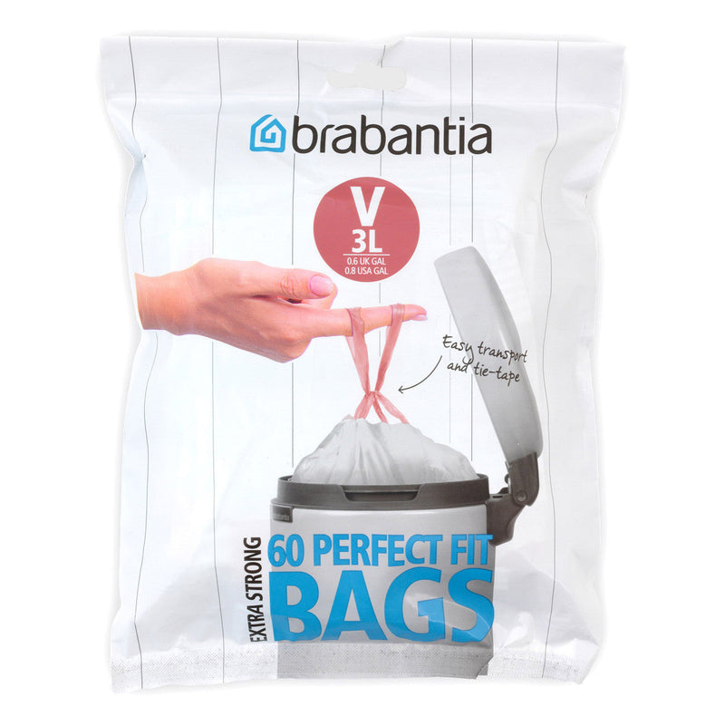Bin Liner Dispenser Pack Code V (3 Litre nICON) 60 Bags – Brabantia